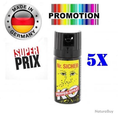 Promo!! 5 x Bombe Lacrymogène Poivre concentré 40 ml Made In Allemagne ...