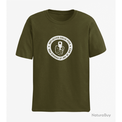 T shirt HOME DEFENSE Réfléchis deux fois Army Blanc - Tee-shirts de tir ...