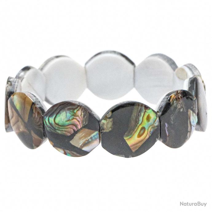 Bracelet extensible avec ronds de nacre abalone paua - Objets divers ...