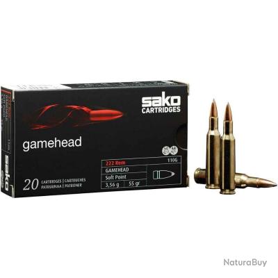 Munitions SAKO calibre 222 Rem Gamehead Softpoint 50gr - 3.2g x20 ...