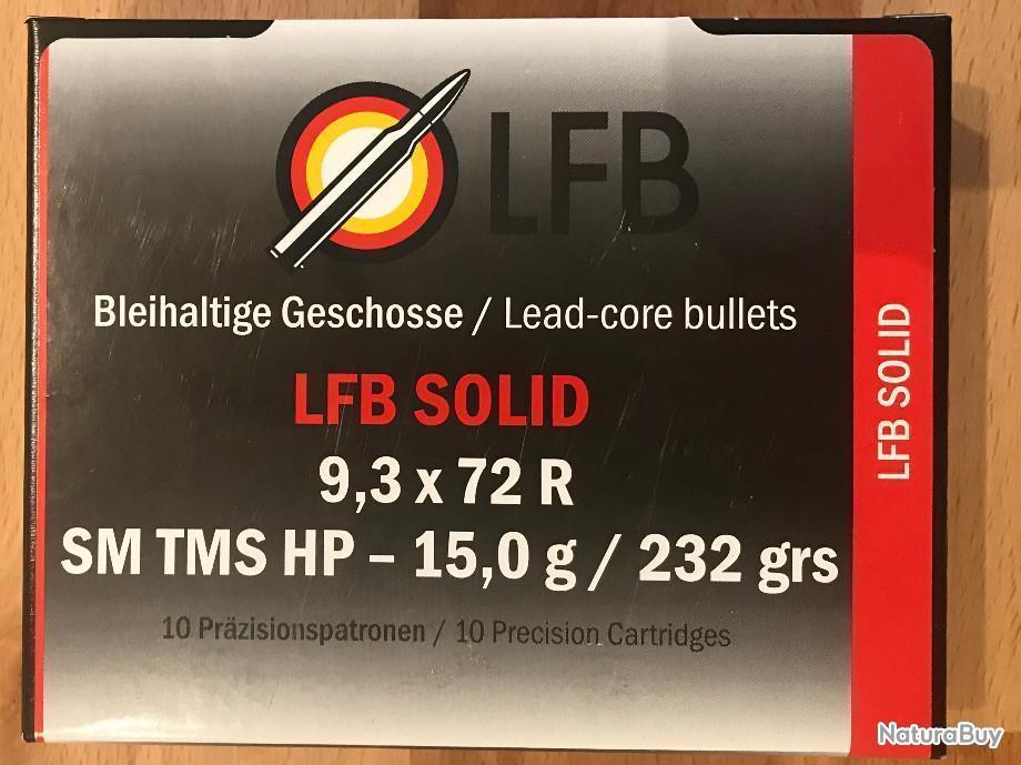 Munitions LFB calibre 9,3x72 R SM TMS HP 15,0 g. boite de 10 munitions ...