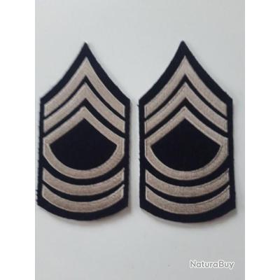 PAIRE D INSIGNES DU GRADE DE MASTER SERGEANT U.S.MODELE BEIGE ...