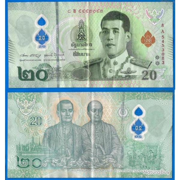 Thailande 20 Baht 2022 Billet Polymere Bath - Monnaies (11957477)
