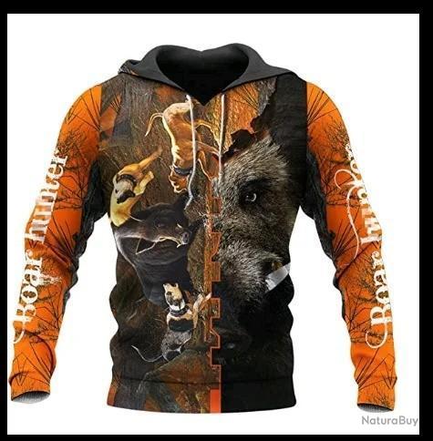 WBWA Sweat Flocage 3D Avec Tête De Sanglier R719 - - Pulls et sweat de ...