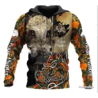 WBWA Sweat Flocage 3D Avec Tête De Sanglier R743 - - Pulls et sweat de ...