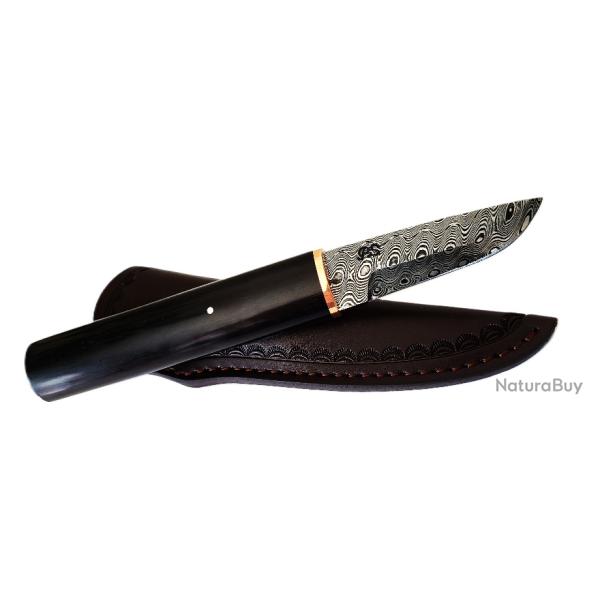 Couteau de Chasse Acier Damas Rose Célèbre Forgeron Danois POUL STRANDE ...