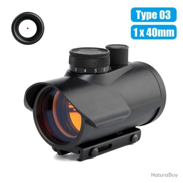 AirsoftPeak Viseur Point Rouge 1X40 Eclairage Rouge - - Points rouges ...