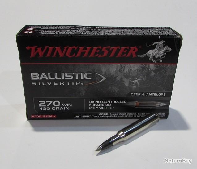 Boite 20 cartouches 270 Winchester Ballistic Silvertip 130 grains ...