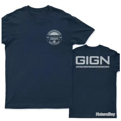 T Shirt GIGN - Bleu - 100% Coton - SKX INDUSTRIES - Tee-shirts de tir ...