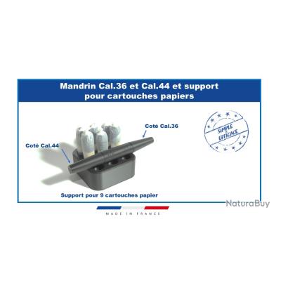 Kit Mandrin double Cal.36 et Cal.44 et Support pour 9x Cartouches ...