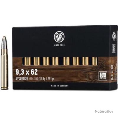 Munitions RWS 9.3x62 EVO 18.8g 291gr x2 boites - Balles Calibre 9.3x62 ...