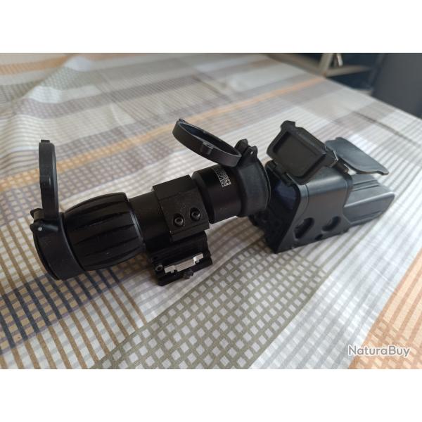Viseur type eotech ACOG Holo + Magnifier x3 flip-to-side Swiss Arms ...
