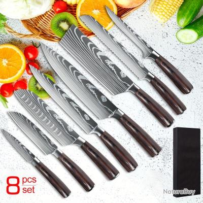 LOT EXCEPTIONNEL : Couteaux Cuisine Pro Motif Damas Lame Inox ...
