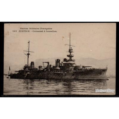 CPA - Marine Militaire Française - " JUSTICE " Cuirasse a tourelles - N ...