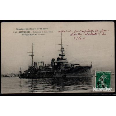 CPA - Marine Militaire Française - " JUSTICE " Cuirasse a tourelles N ...