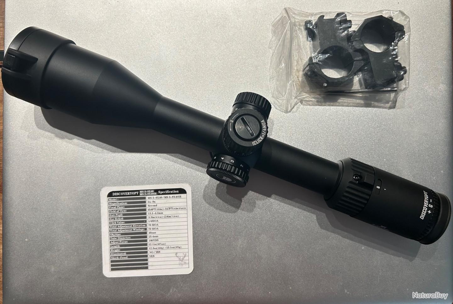 LUNETTE DE TIR DISCOVERYOPT MS 3-9x40 RETICULE LUMINEUX VERT/ROUGE ...