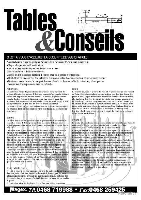 Tables de rechargement VECTAN (envoi par mail) - VENDU PAR JEPERCUTE ...