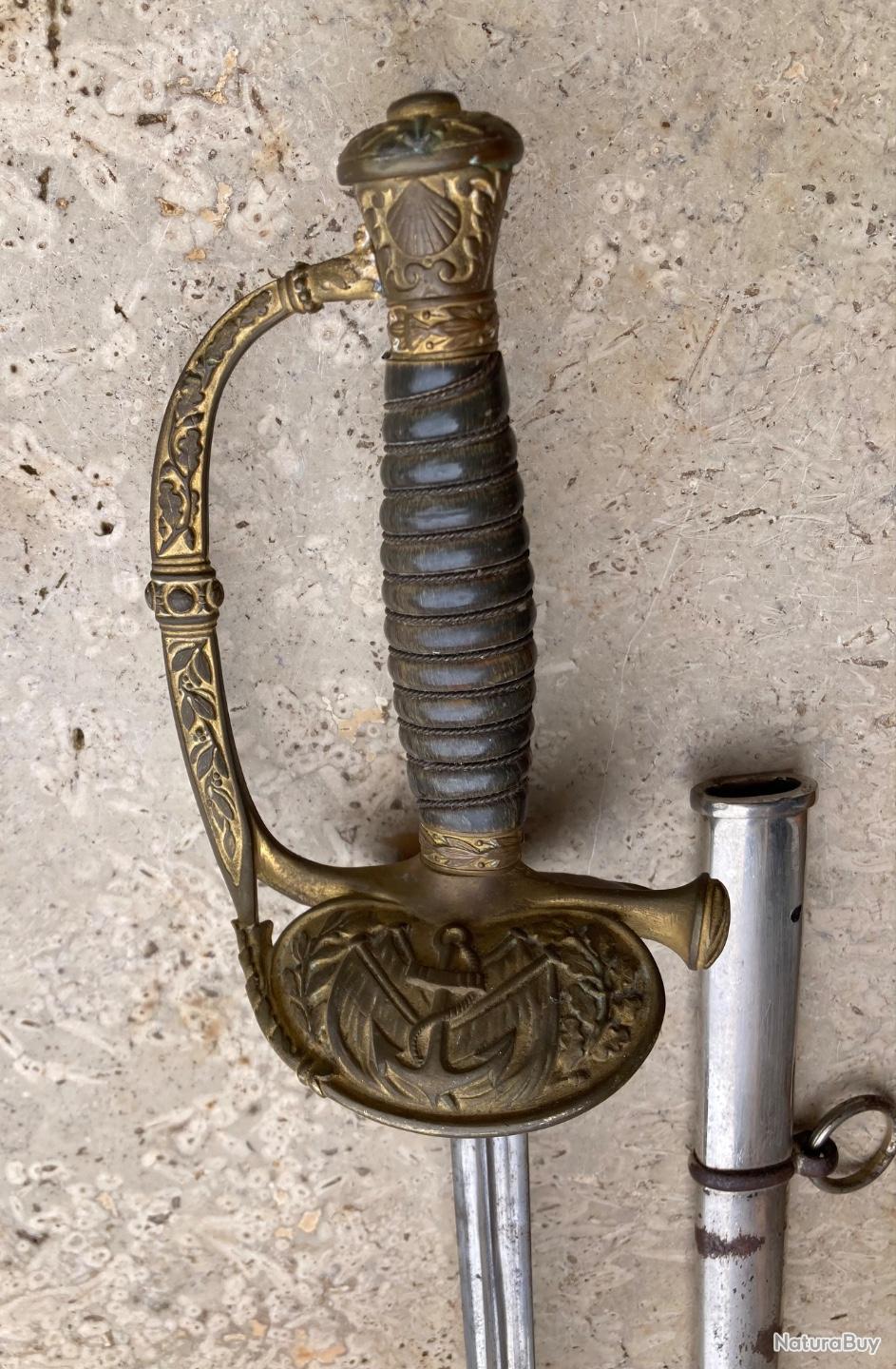 Epée d'officier de la Marine . Modèle Troisiéme République . Ancre à ...
