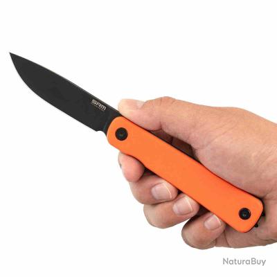 Couteau SRM Palfrey Orange Lame Acier Sandvik 14C28N Plaquettes G10 ...