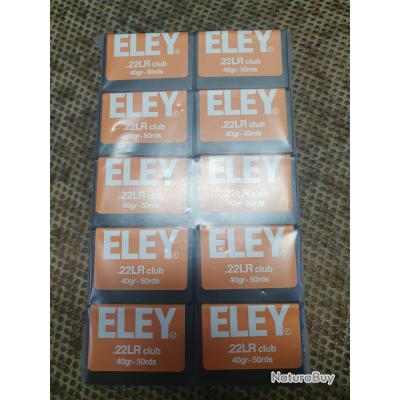 500 cartouches ELEY modèle CLUB de 22 LR à balle plomb de 40 grains ...