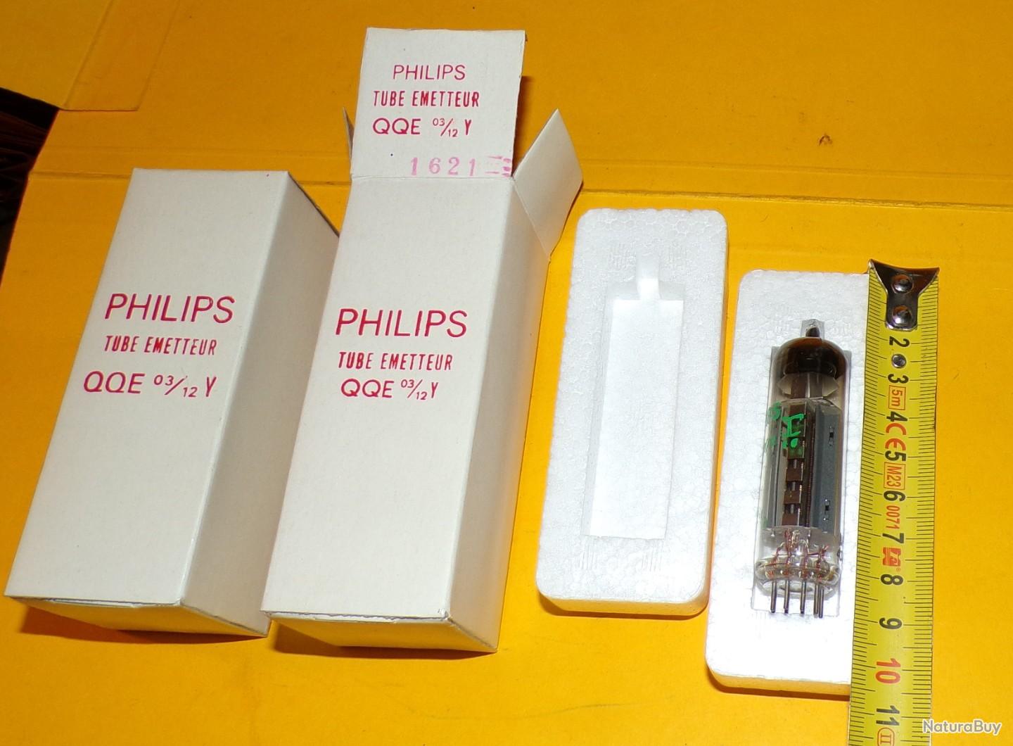 LOT DE 2 LAMPES TUBES RADIO MILITAIRE , PHILIPS TUBE EMETTEUR QQE 03/12 ...