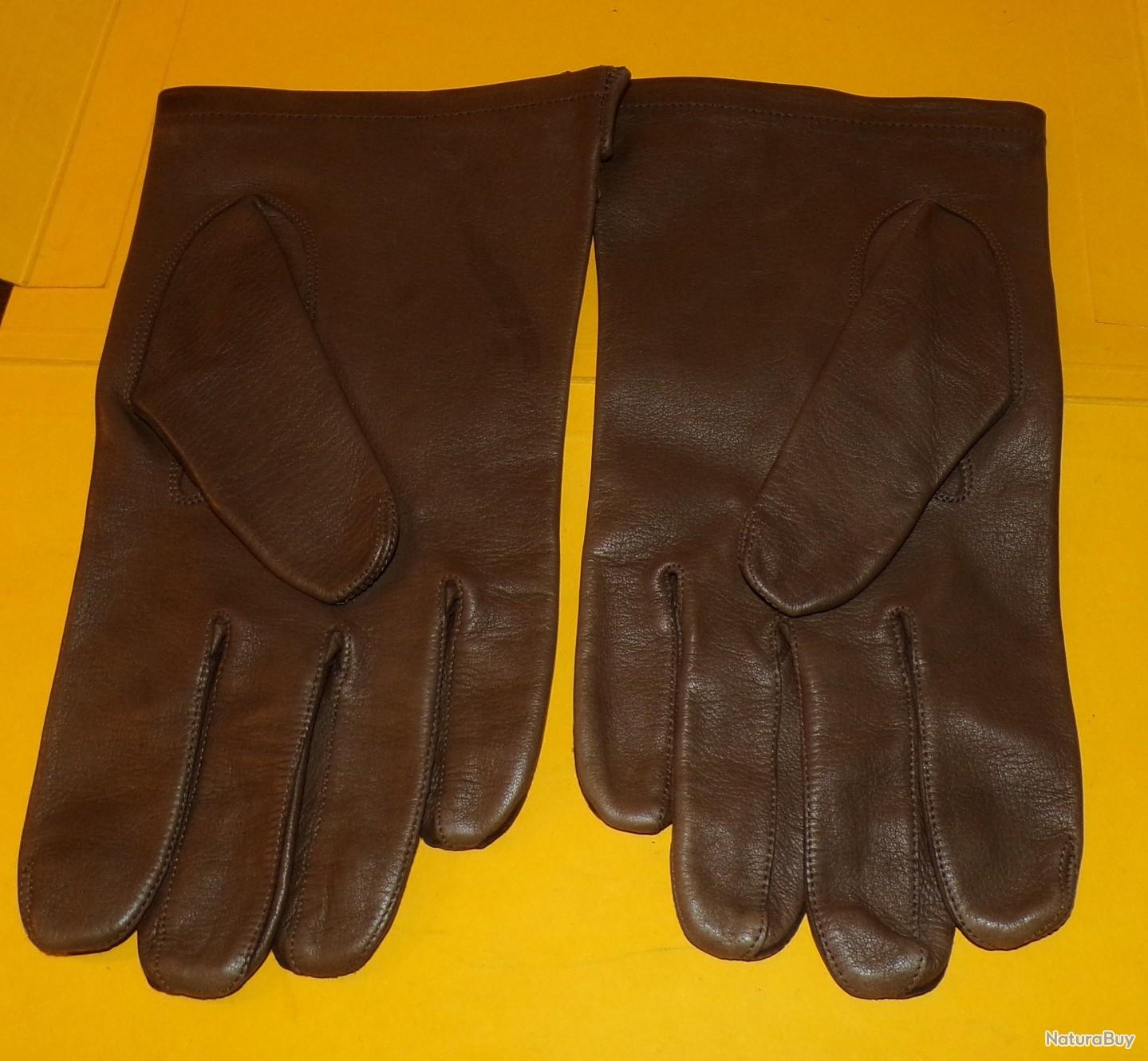 PAIRE DE GANT EN CUIR MARRON DE L' ARMEE FRANCAISE , TAILLE 9 1/2 ...