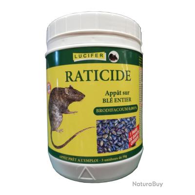 RATICIDE BLÉ BRODIFACOUM 3X50G - LUCIFER - Pièges et poisons rats et ...
