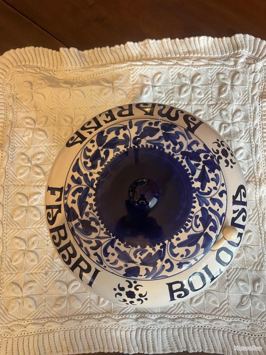 Grand pot couvert Amarena Fabbri Bologna peint à la main DERUTA Italie ...