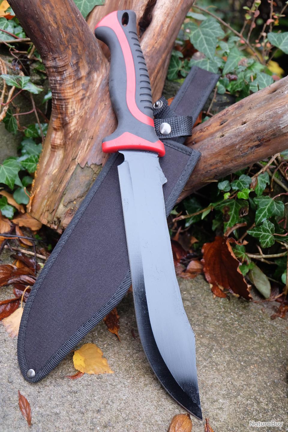 Gros Couteau Machette Bowie Trekking Alaska Lame Acier 3Cr13 Manche Red ...