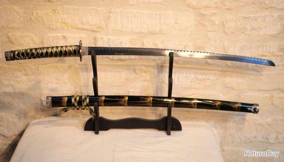Sabre japonais katana fourreau noir et teinte bronze lame aiguisée EBR24JAP019 - Sabres (14248817)
