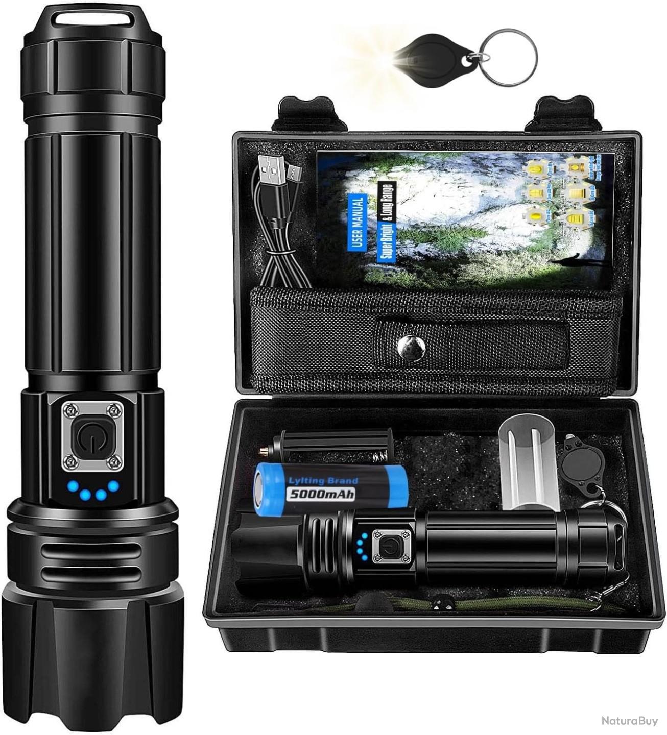 Lampe Torche LED Batterie 5000mAh Ultra Puissante 500000 Lumens Étanche ...