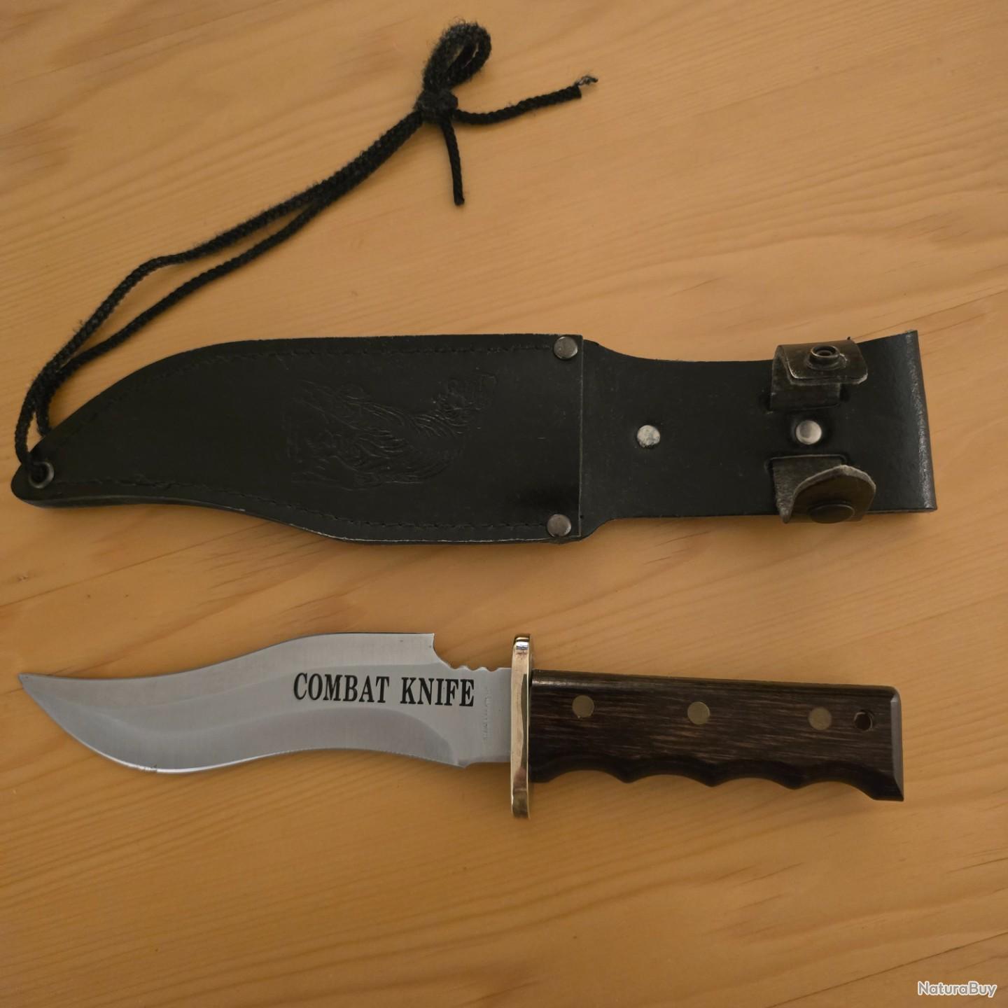 Couteau "Combat knife" double tranchant lame ondulée - Couteaux ...