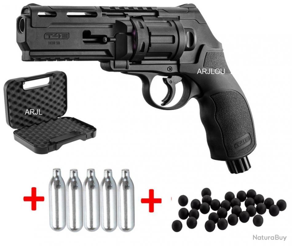 PACK Revolver défense UMAREX T4E TR50 - GEN.2 - 13Joules ( 100 Billes, 5 cartouches de CO2, 1 ...