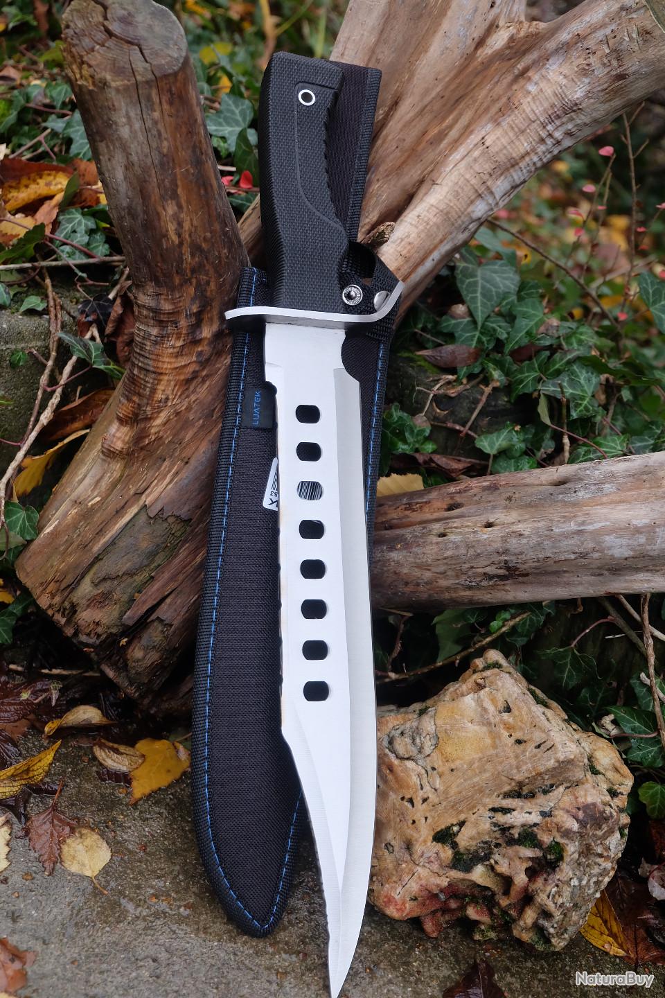 Poignard Gros Couteau de Chasse A Servir Bowie Lame Acier Black 440 ...