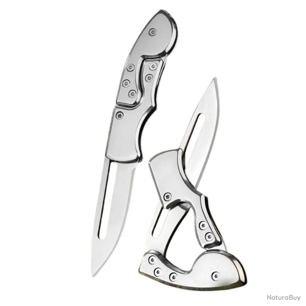 Couteau Pliant Mini 13,5 cm Tout Inox - Ultra Compact Camping / Poche ...