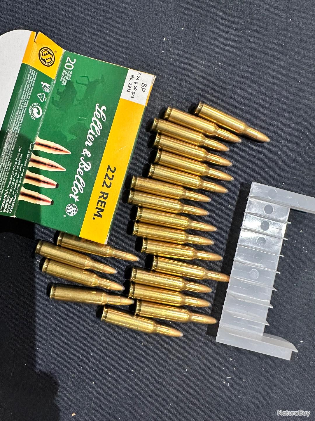 20 Cartouches 222 remington. Sellier bellot - Balles Calibre 222 ...