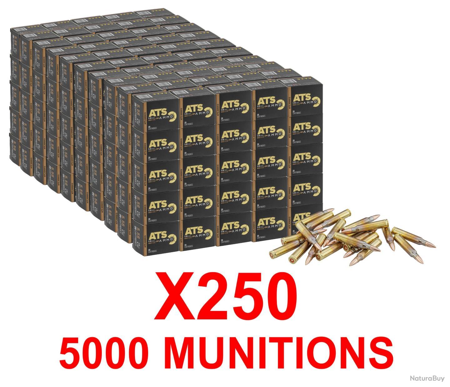 PACK 5000 Munitions ATS X-Force calibre 5.56x45 mm FMJ 55 gr !B! PACK ...
