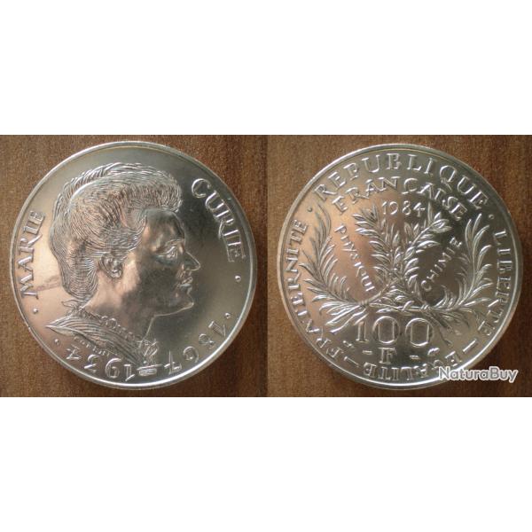 France 100 Francs 1984 Piece Marie Curie Argent Frcs Frc Frs Franc ...
