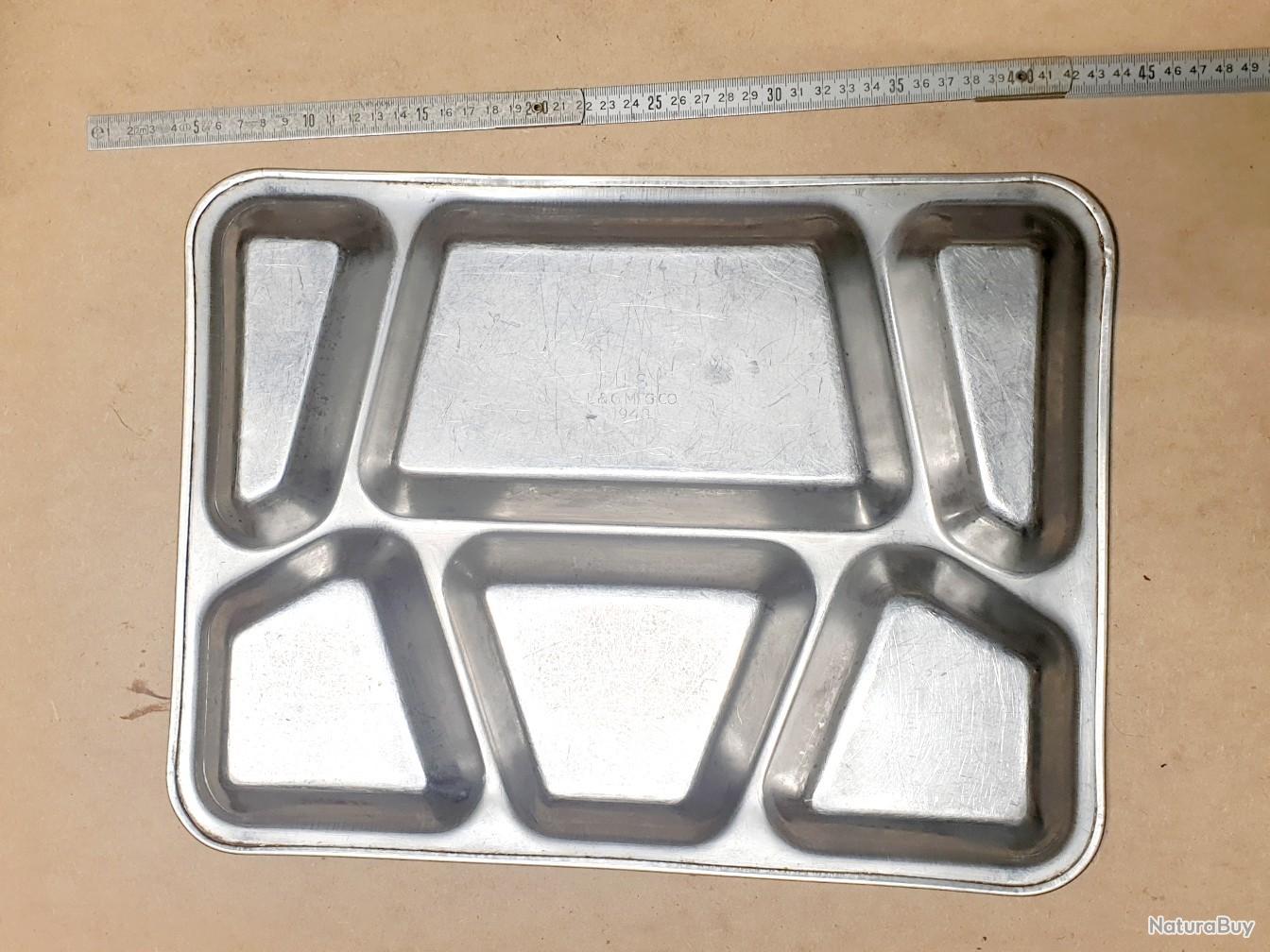 Plateau repas individuel de l'US ARMY en inox, seconde guerre mondiale ...