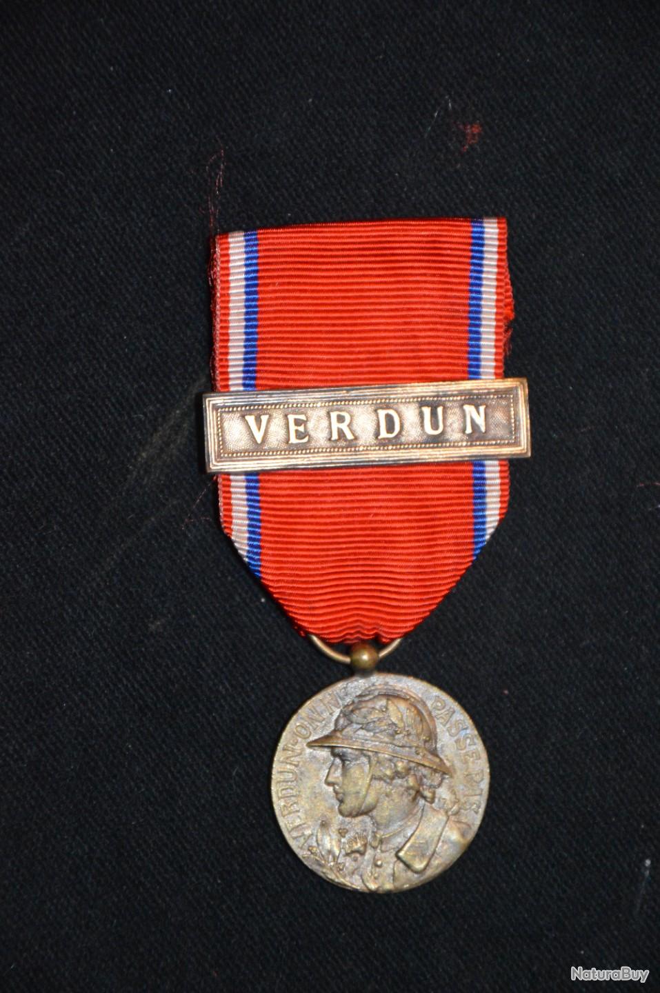 MEDAILLE DE VERDUN- MODULE EN BRONZE RENE- MARIE STUART- AGRAFE VERDUN ...
