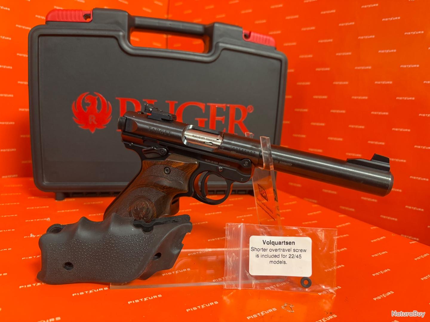 Pistolet RUGER MARK IV TARGET + Kit détente VOLQUARTSEN + Poignée Hogue ...