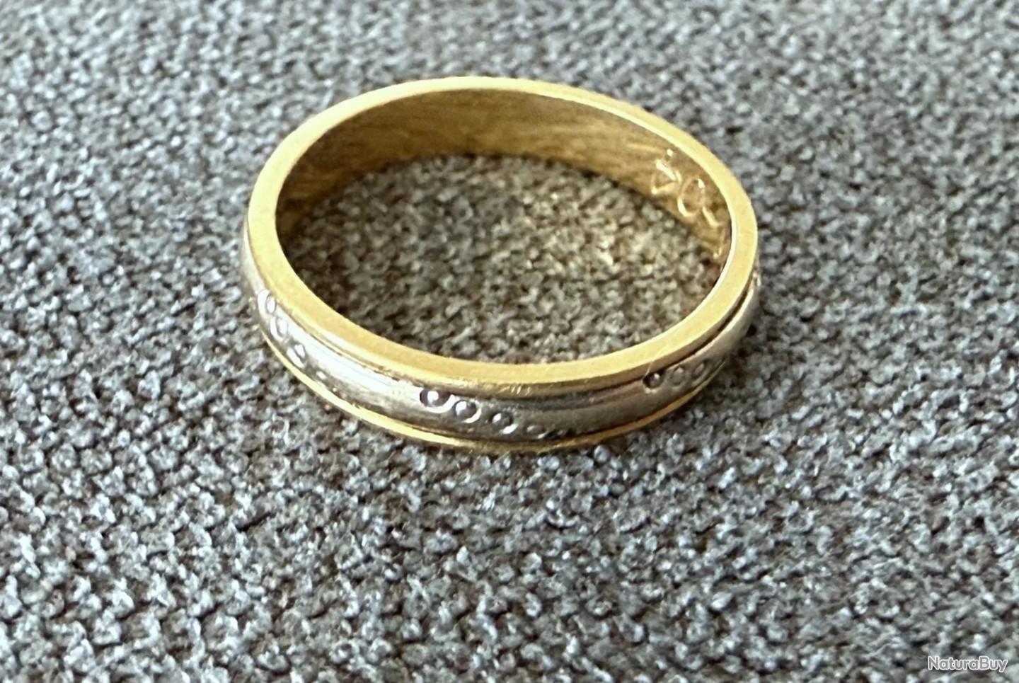 Anneau 2 ors jaune & blanc 18 carats - taille 51 - bague - alliance ...