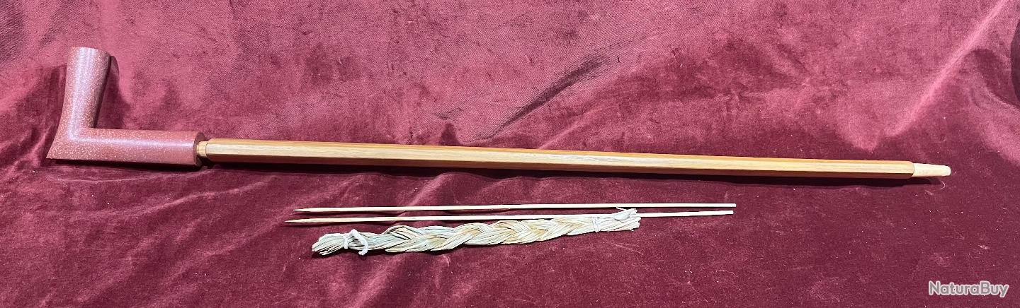 Extraordinaire véritable calumet indien en catlinite signé par l ...