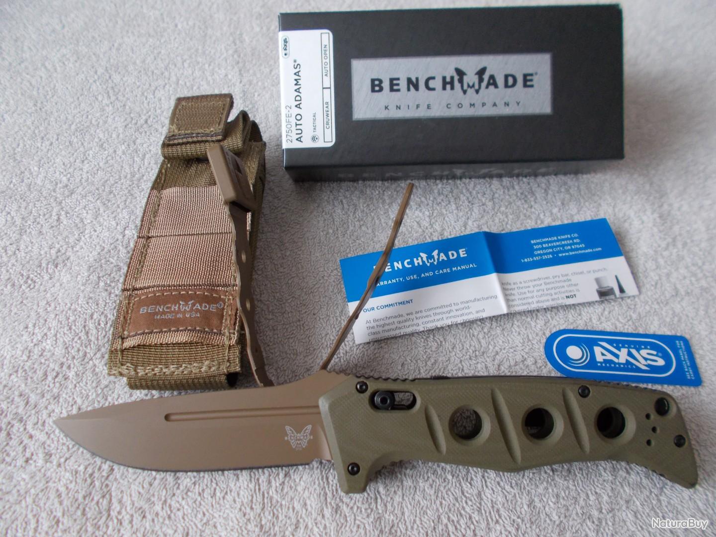 COUTEAU BENCHMADE ADAMAS AUTOMATIQUE ACIER CRUWEAR COULEUR TAN ET VERT ...