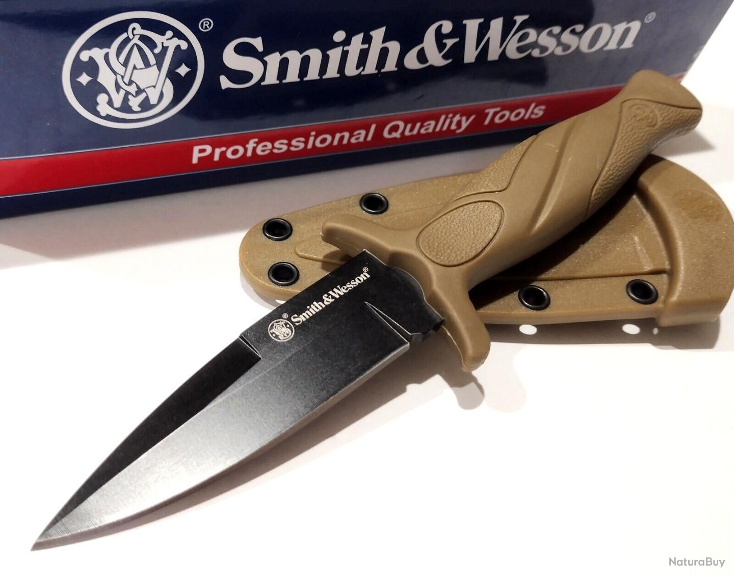 Couteau de Combat Tactical Smith&Wesson Boot Lame Acier 8Cr13MoV Manche ...