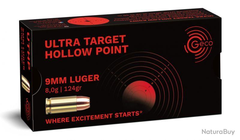 Munitions GECO cal.9mm PARA JHP Ultra Target Hollow Point 124 Gr 20 ...