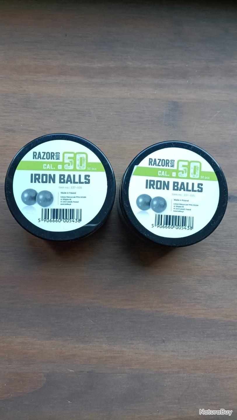 Balles caoutchouc chargé en métal Razor Gun Iron Balls Cal. 50 ...