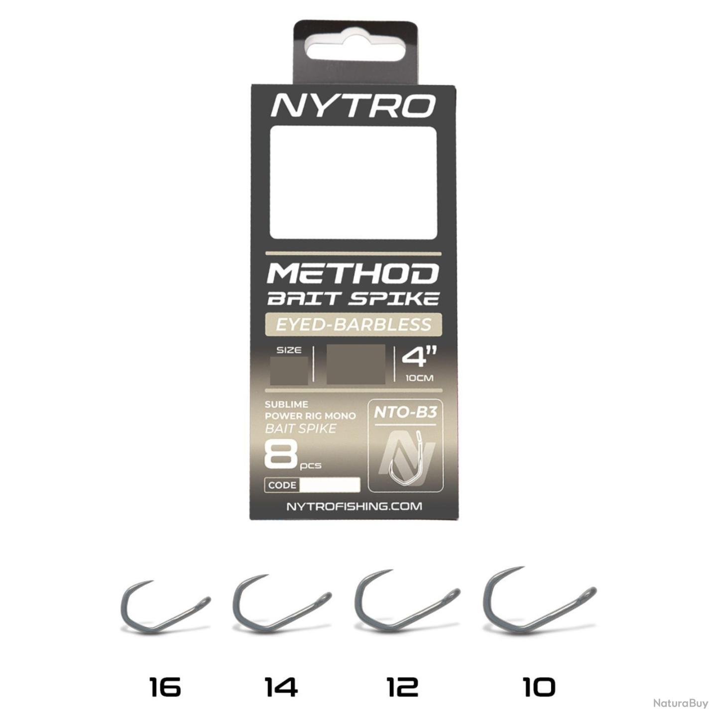 NYTRO BAS DE LIGNE NTO-B3 BARBLESS METHOD BAIT SPIKE 4"/10CM NYTRO 0 ...