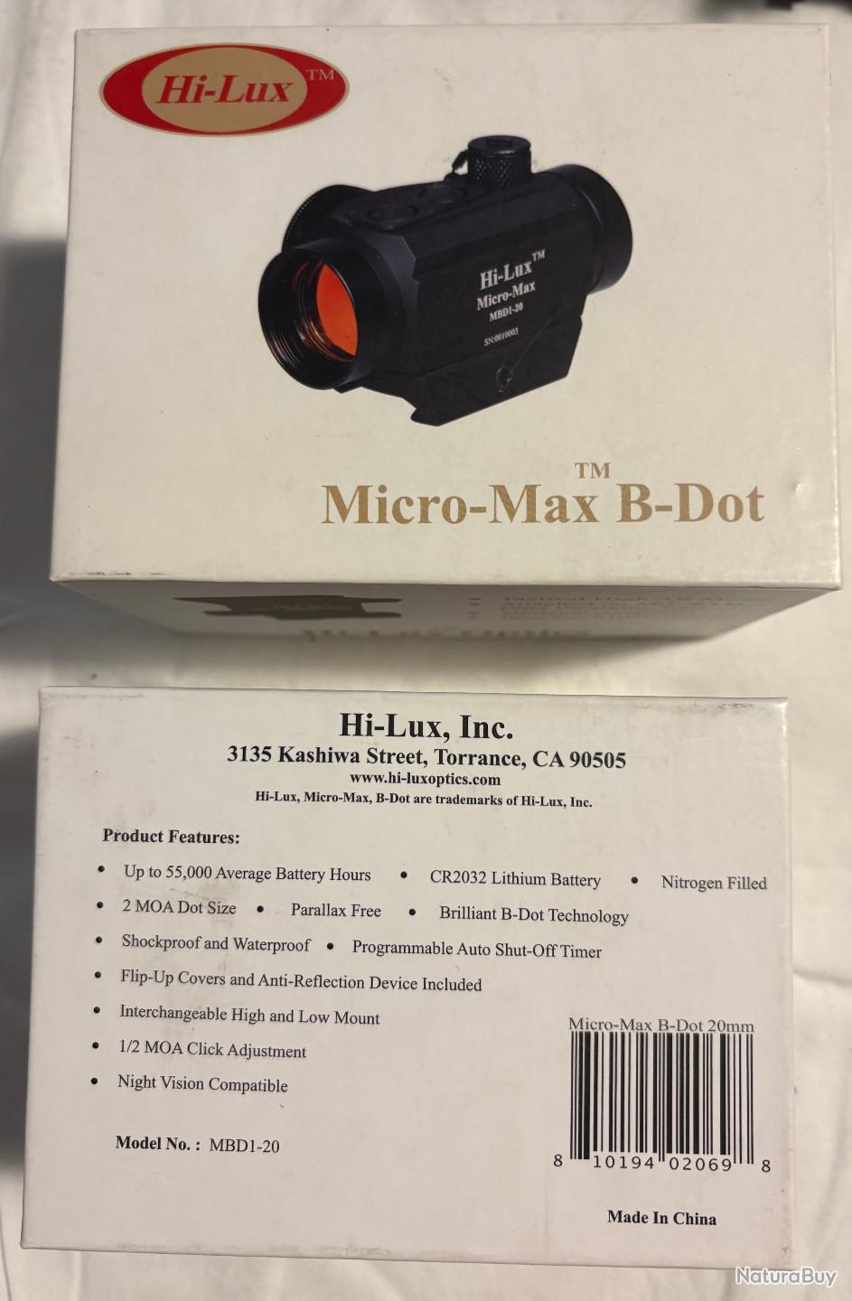 Point Rouge Hi-lux, modele MICRO MAX B-DOT - Points rouges de tir et ...