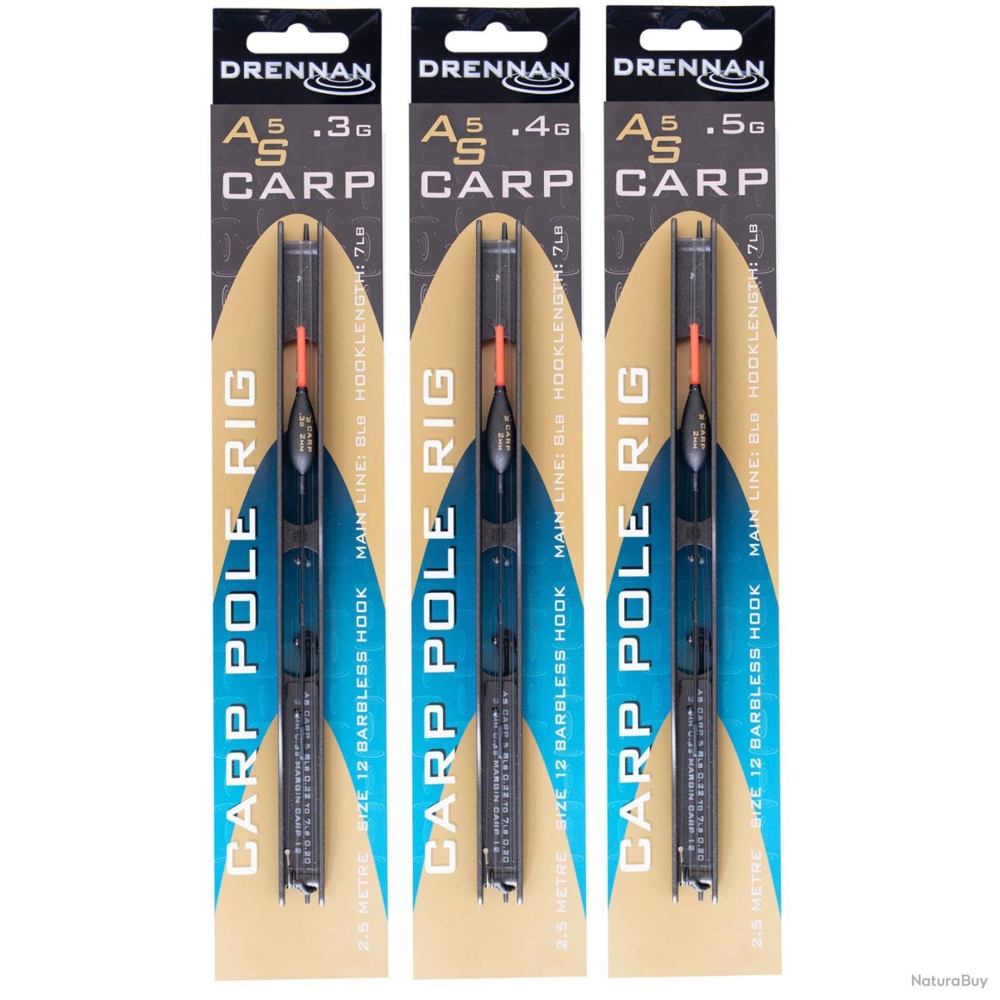 DRENNAN LIGNE MONTÉE AS5 CARP POLE RIG DRENNAN 0,40gr 0,22mm 12 2,5m ...
